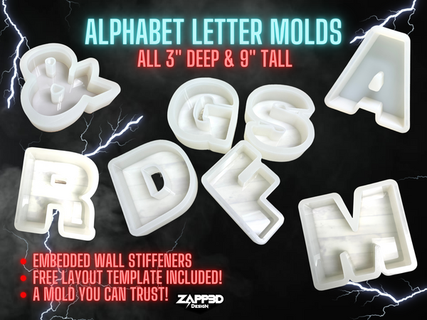 3" Deep Alphabet Letter Molds - Zapp3D Design LLC