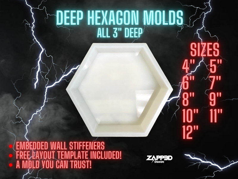 3" Deep Hexagon Molds - Zapp3D Design LLC